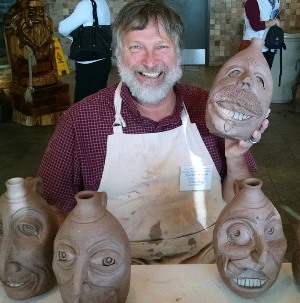 Robert Brigl demonstrates his pottery face jugs